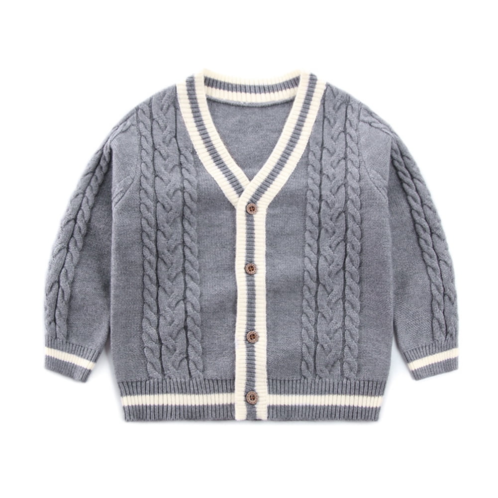 SILVERCELL Toddler Boys Girls Cardigan Sweater Cable Knit V-Neck Button ...