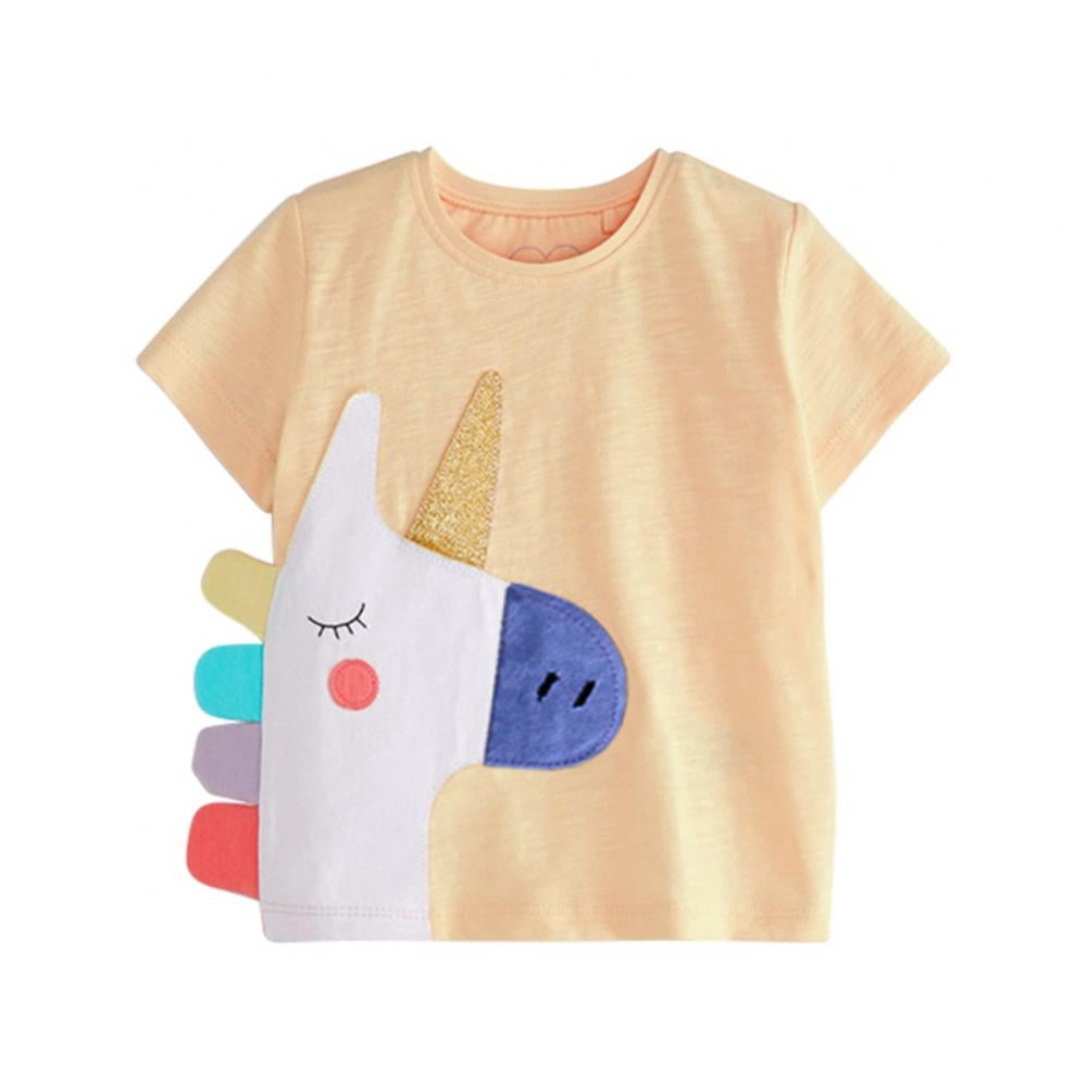 SILVERCELL Toddler Little Girls Summer Shirts Cartoon 3D Print Short ...