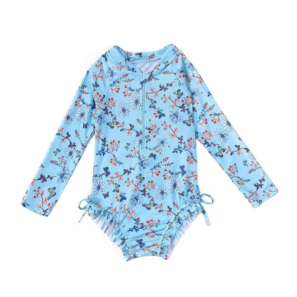 SILVERDELL Girls Rashguard Bathing Suit Long Sleeve One Piece Swimsuit ...