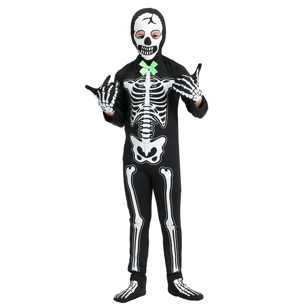 SILVERELL 5-15 Years Halloween Bone Bodysuit for Girls Boys 1*Skeleton ...