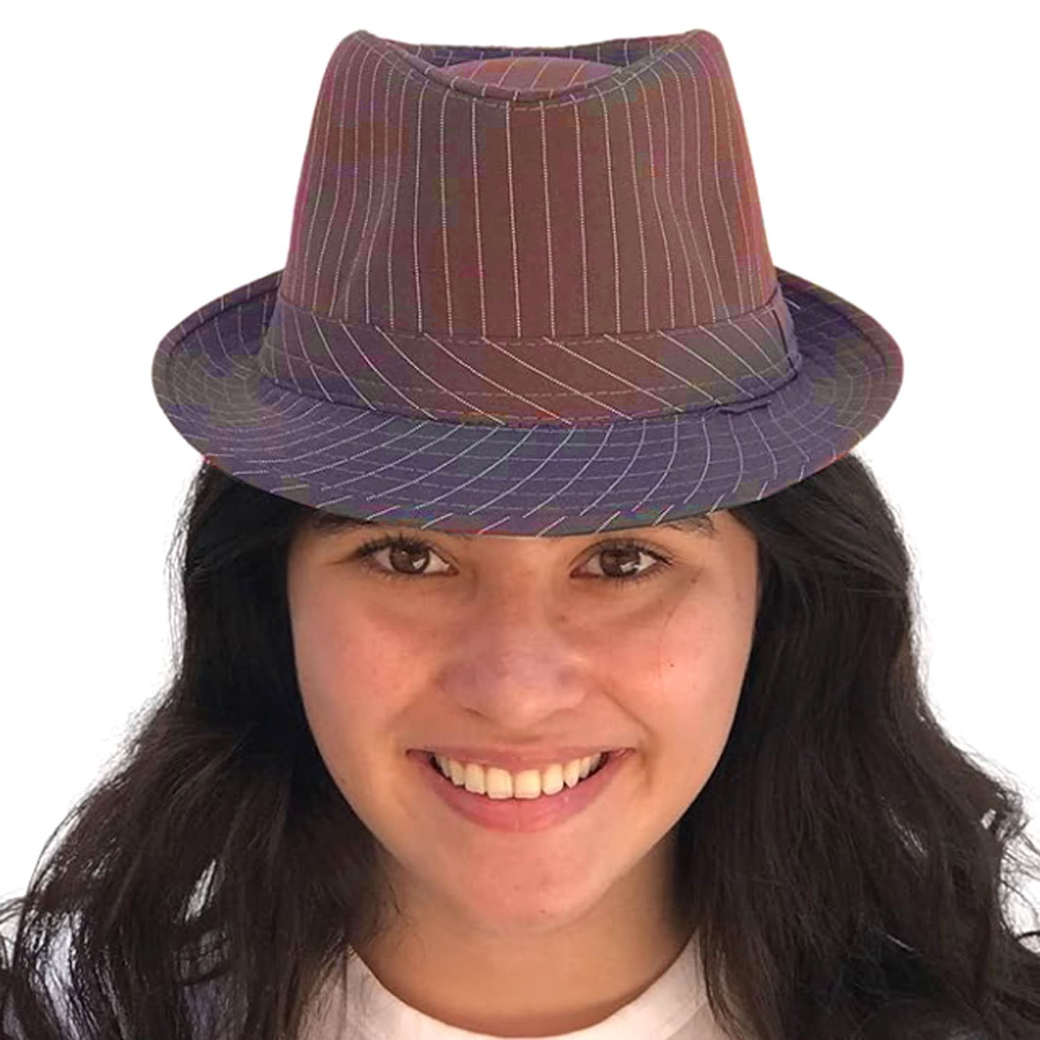 SILVERFEVER Pinstripe Fedora Men's Women's Thin Brim Trbly Hat Gangster ...