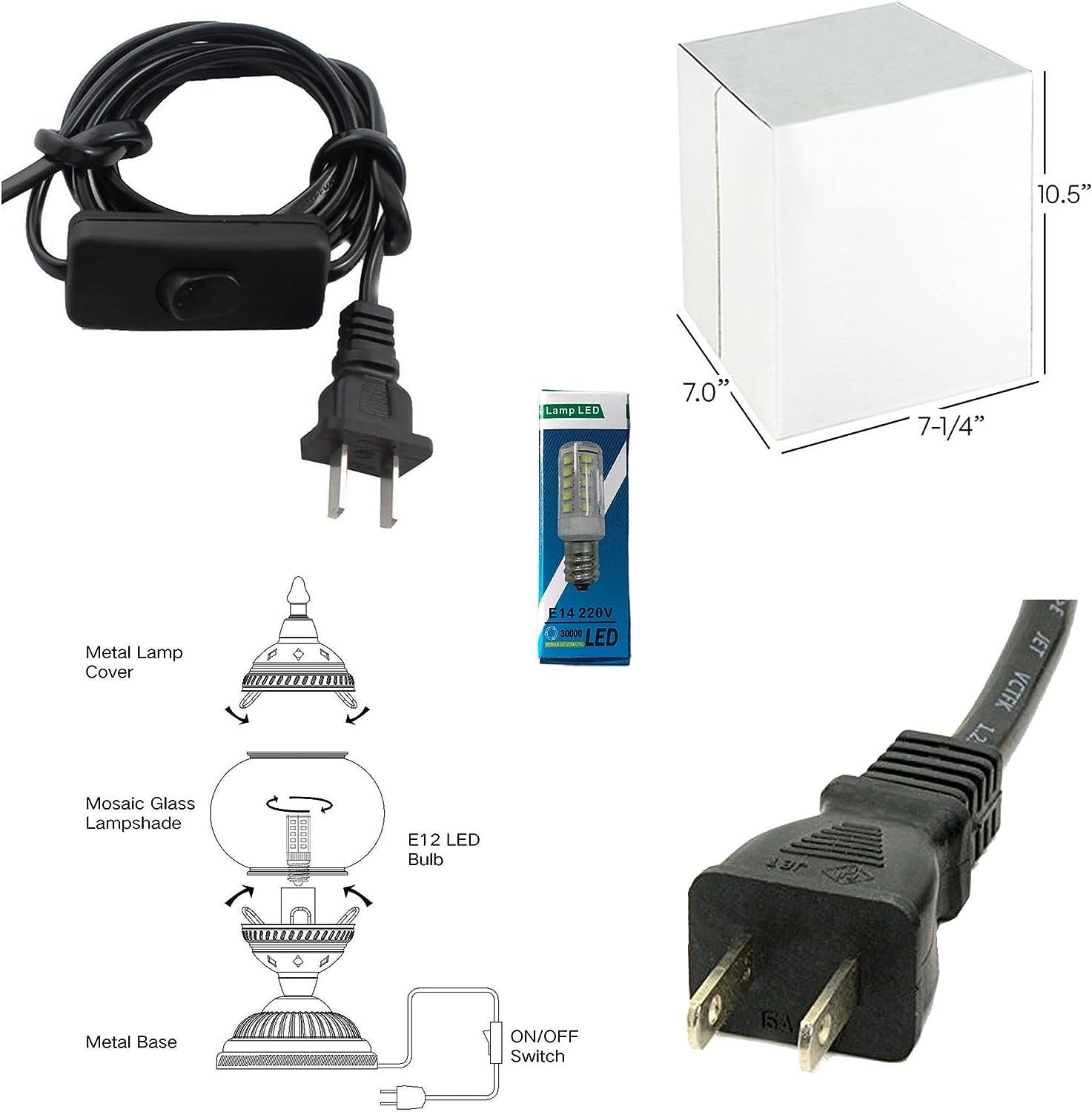 SILVERFEVER Handmade Mosaic Turkish Large Lamp for Table Desk Bedside ...