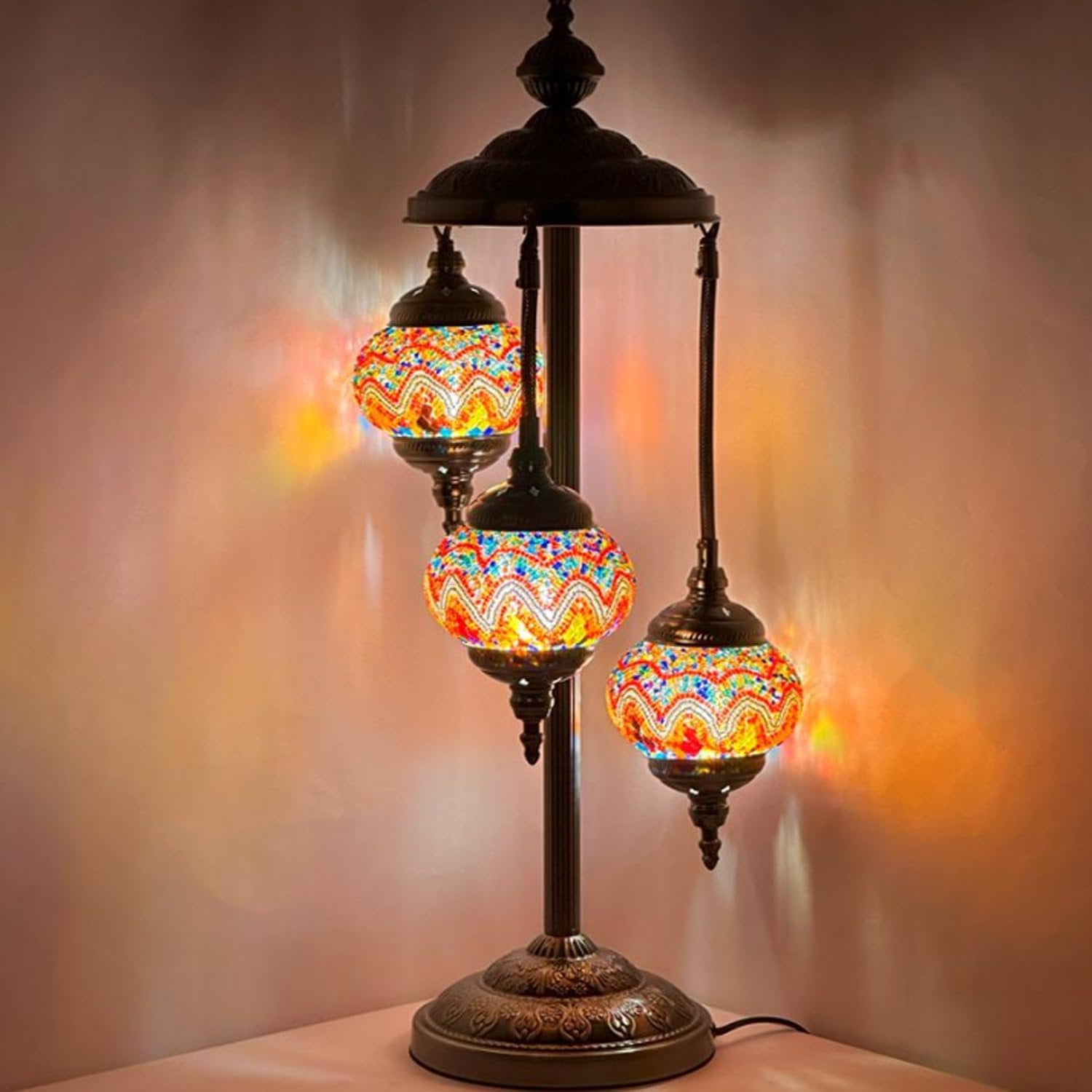SILVERFEVER Moroccan Lamps Mosaic Turkish Lamp -Three Tier Lanterns ...