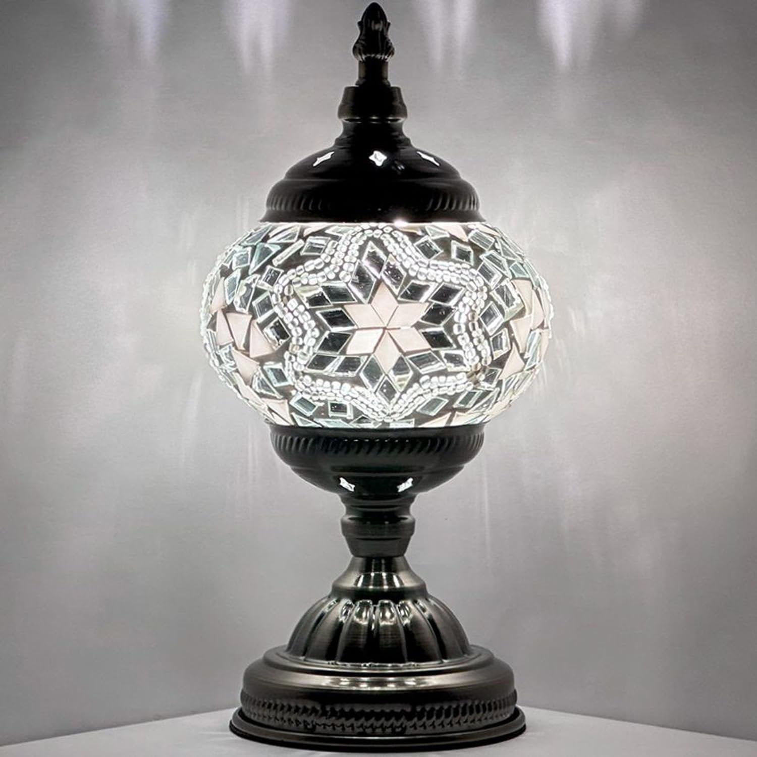 SILVERFEVER Mosaic Turkish Lamp Moroccan Glass for Table Desk Bedside ...