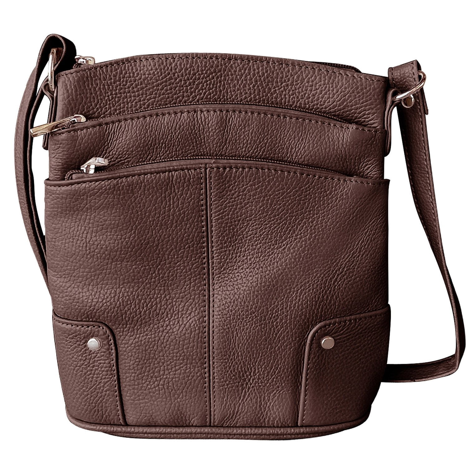 SILVERFEVER Womens Leather Large Crossbody Travel College Student Indie ...