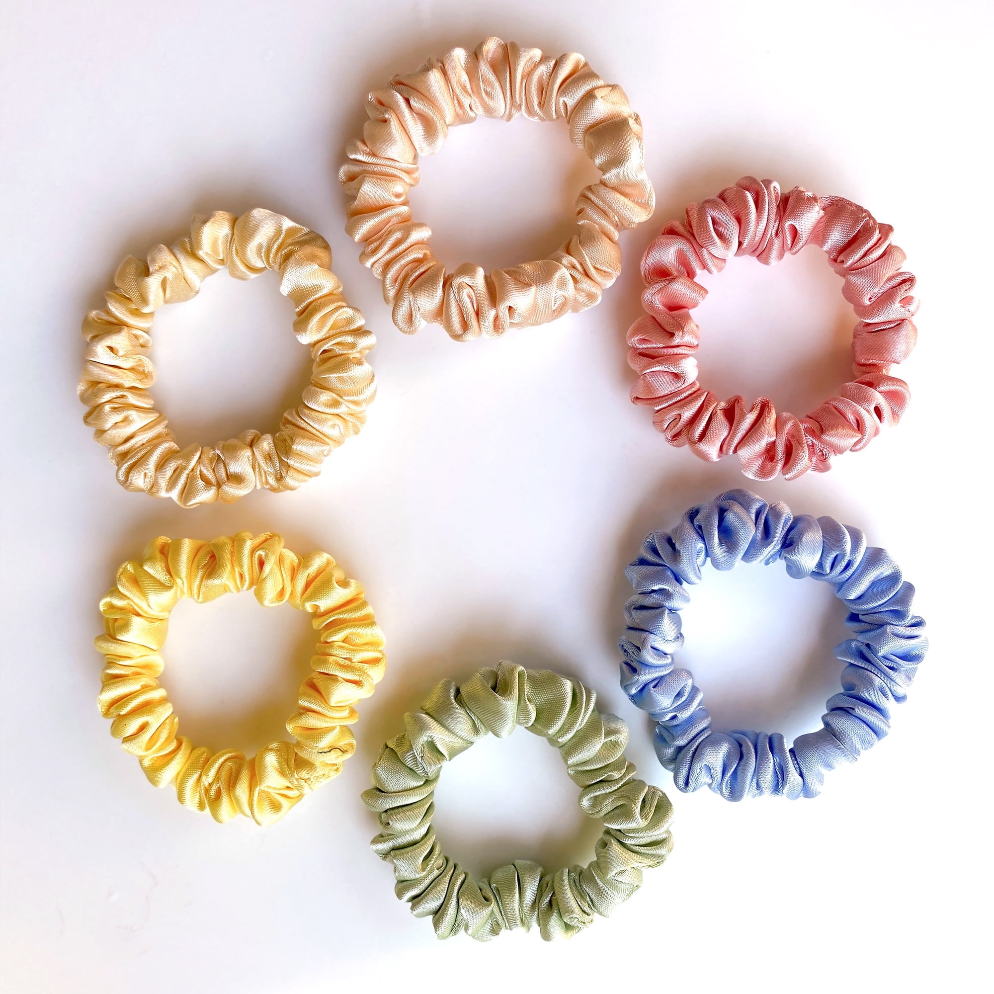 Silvr Bear Luxury Skinny Satin Scrunchies for Womens & Girls- 6 Pack - Pastel Colors - Walmart.com