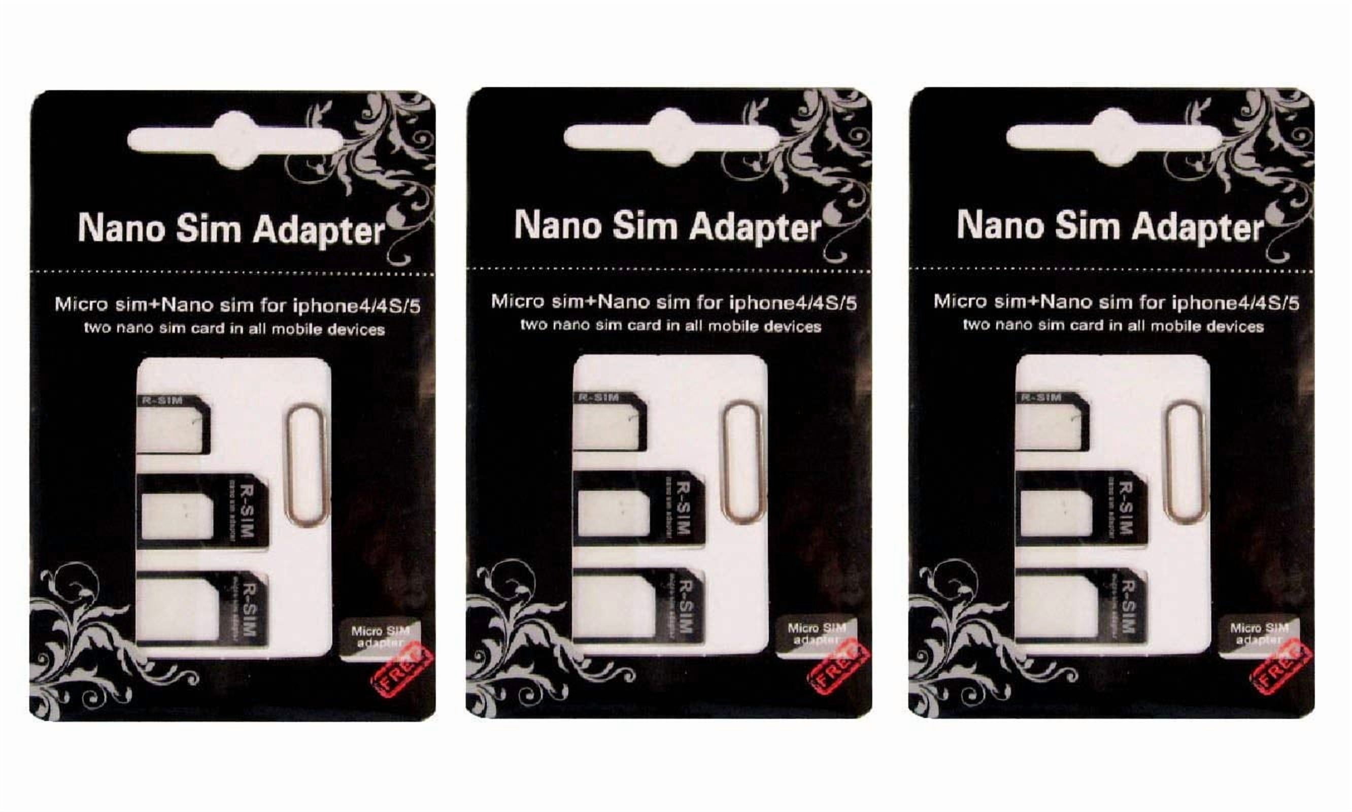 SIM Card Adapter KIT 3-Pack by R-SIM (9 Total Adapters: Nano to Micro ...