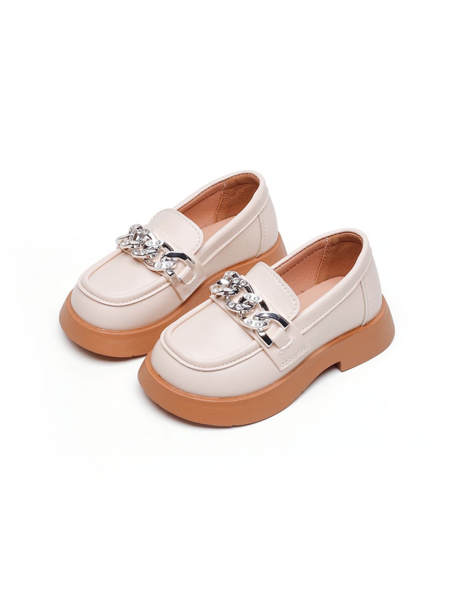 SIMANLAN Girl's Flats Slip On Dress Shoes Solid Color Loafers Girls ...