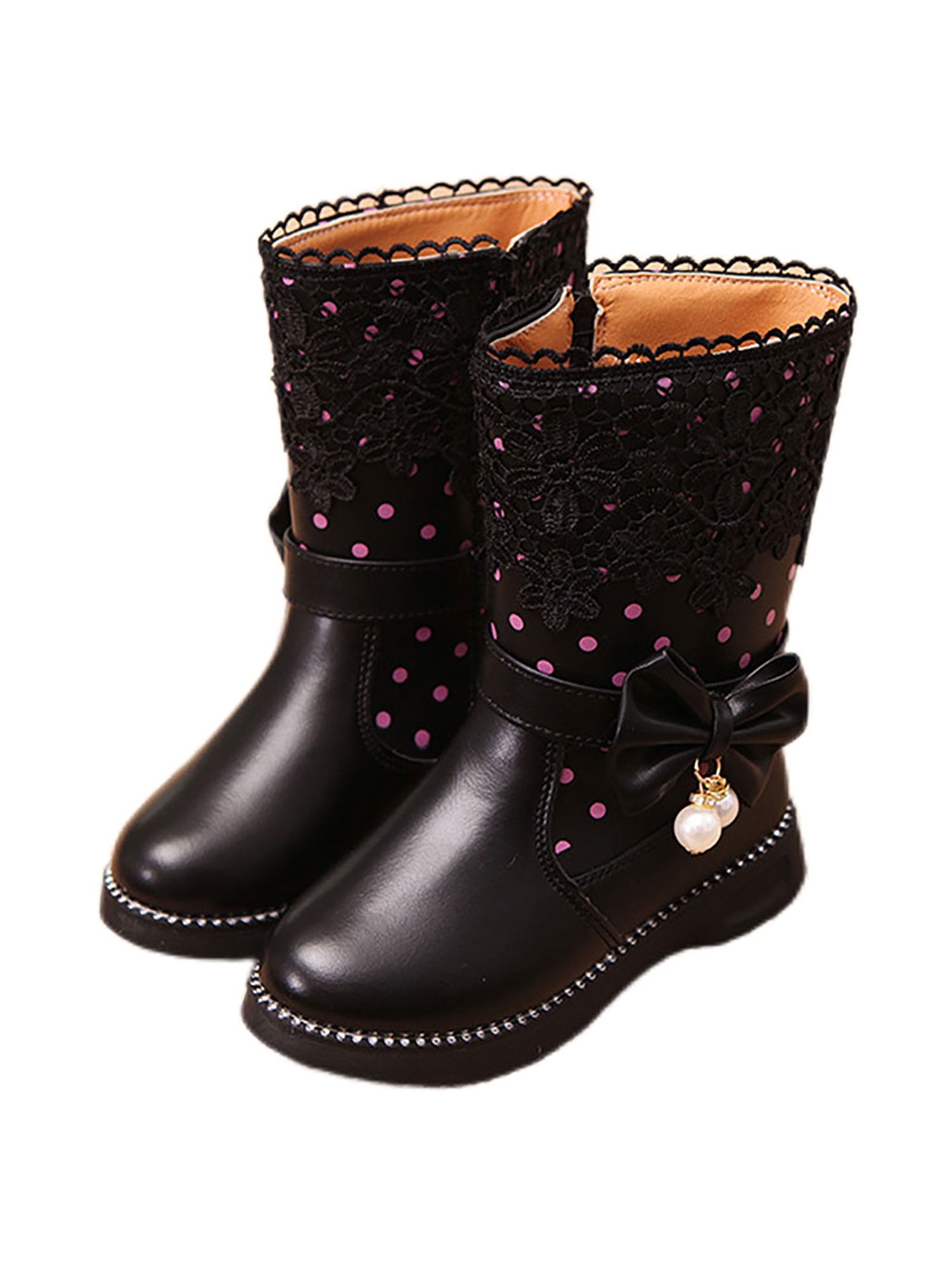 SIMANLAN Girls Mid Calf Waterproof Winter Boots for Little/Big Kid ...