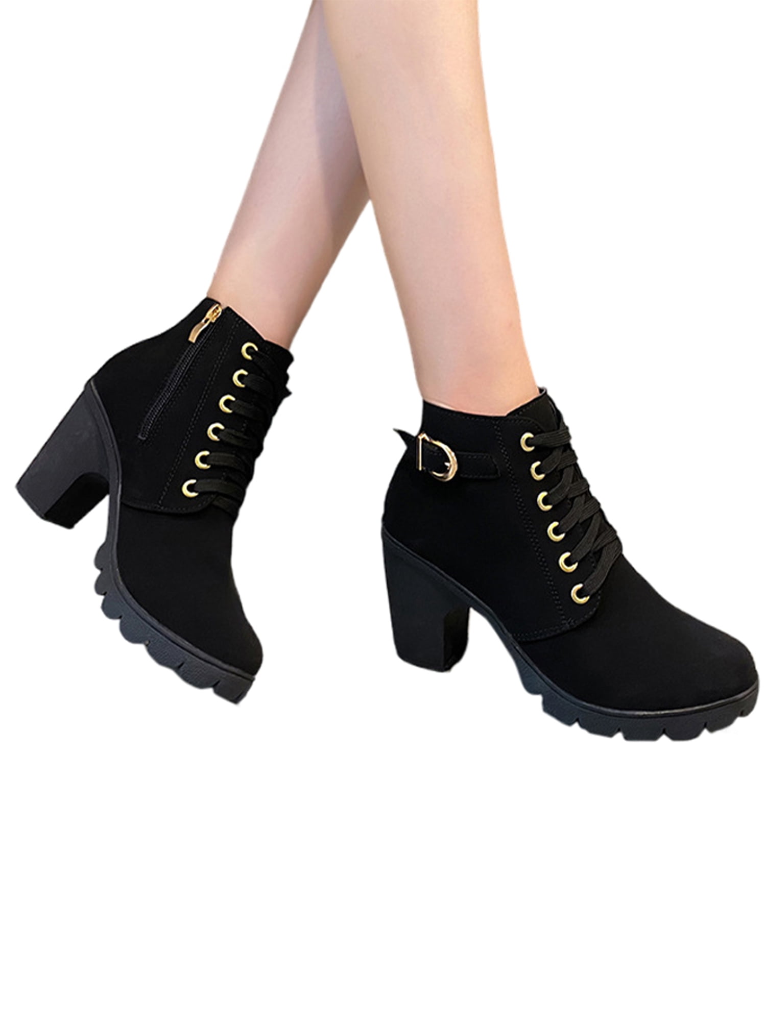 Black Heel Boots With Laces