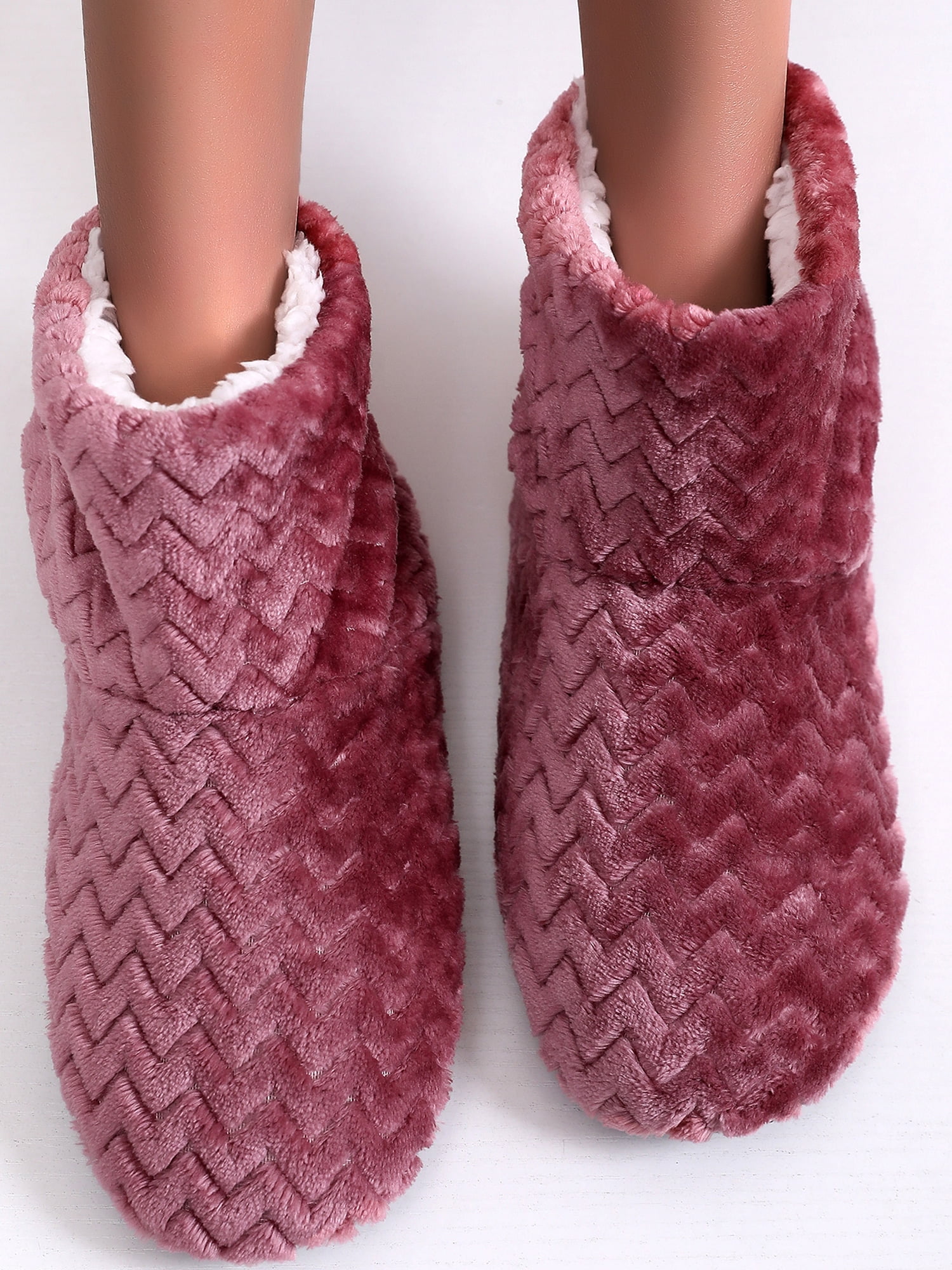 SIMANLAN Women's Cute Bootie Slippers Fluffy Plush Fleece Memory Foam ...