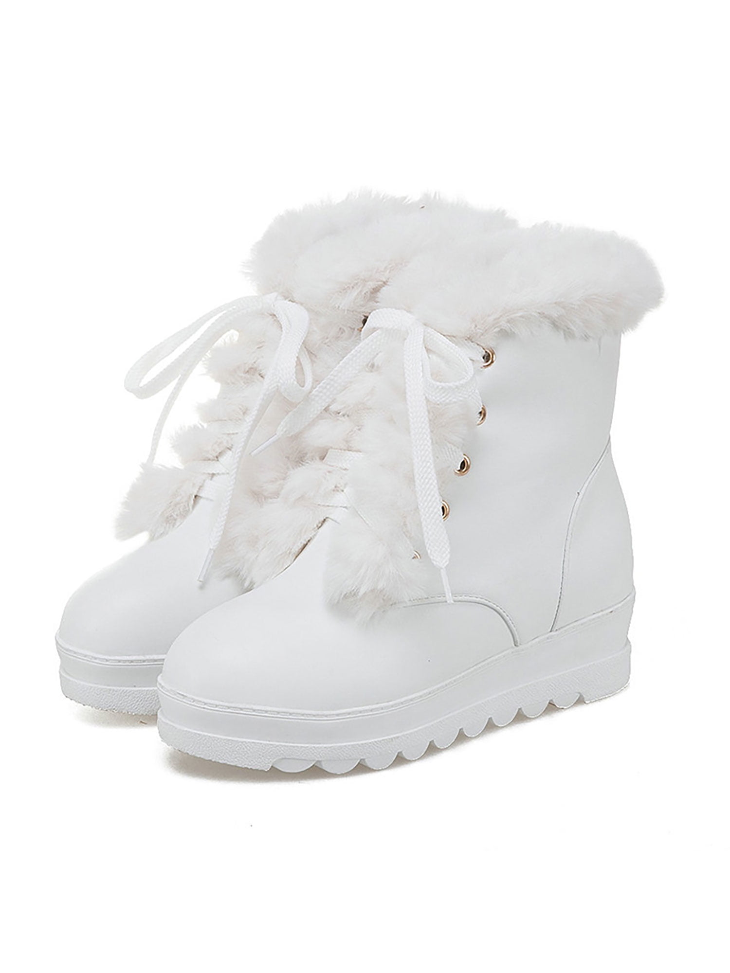 SIMANLAN Women's Faux Fur Winter Snow Boot Fashion Wedge Ankle Boots ...