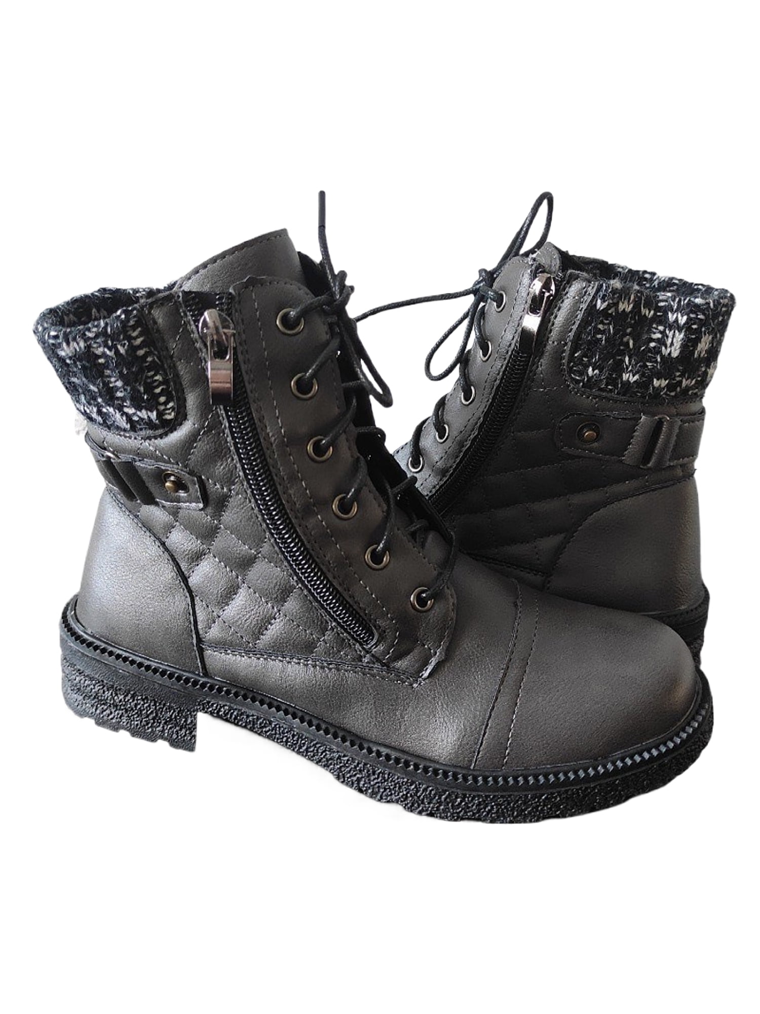 SIMANLAN Womens Ankle Boots Non Slip Short Bootie Lace Up Combat Boot ...