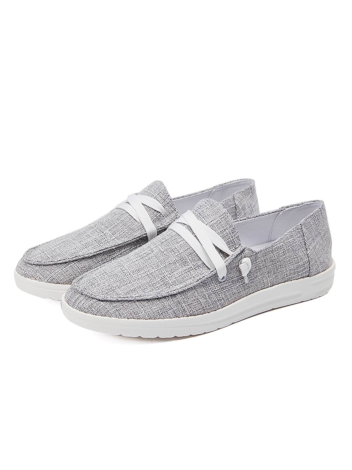 SIMANLAN Womens Canvas Loafer Slip On Casual Closed Toe Lace Up ...