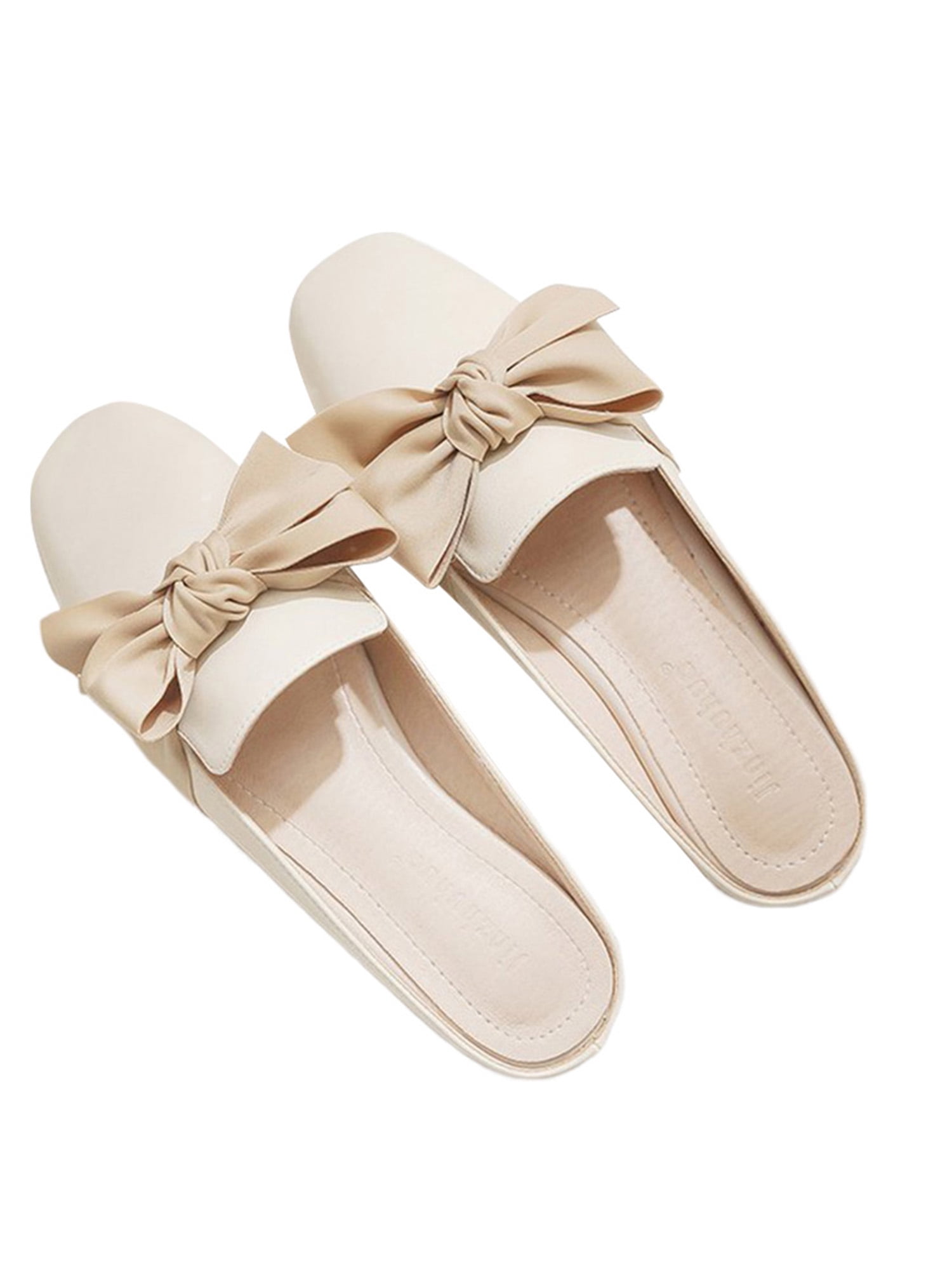 SIMANLAN Women's Apricot Closed Toe Mules, Flat Slip-On Loafers, Size ...