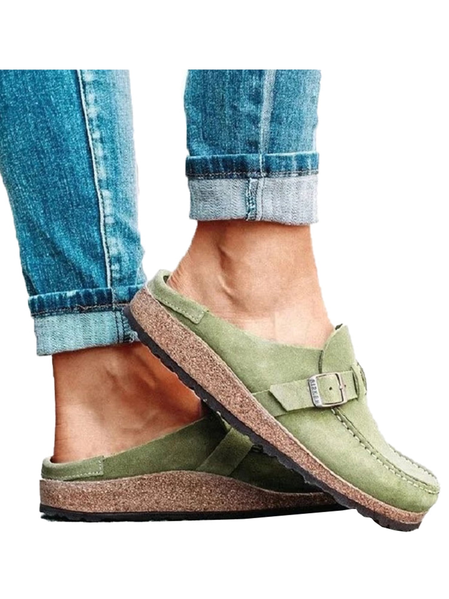 SIMANLAN Womens Open Back Shoes Slip On Loafer Non Slip Flat Shoes ...
