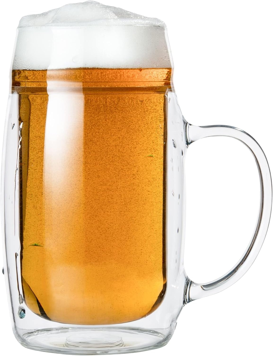 SIMAX Beer Mugs For Men, 17 Oz Double Walled Glass Beer Mug, Set of 2 ...