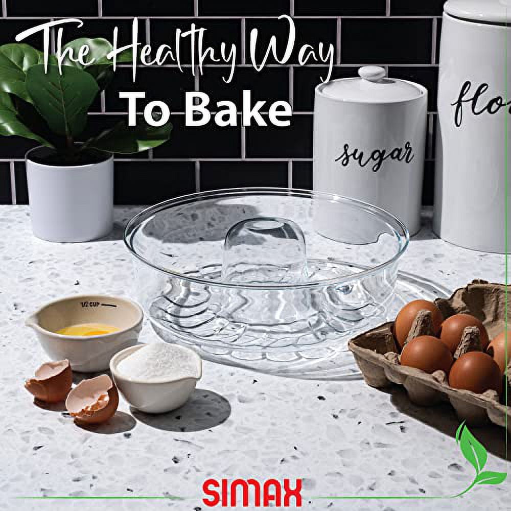 SIMAX Glass Bundt Cake Pan, Shallow (4.75”), Heat, Cold, and Shock ...