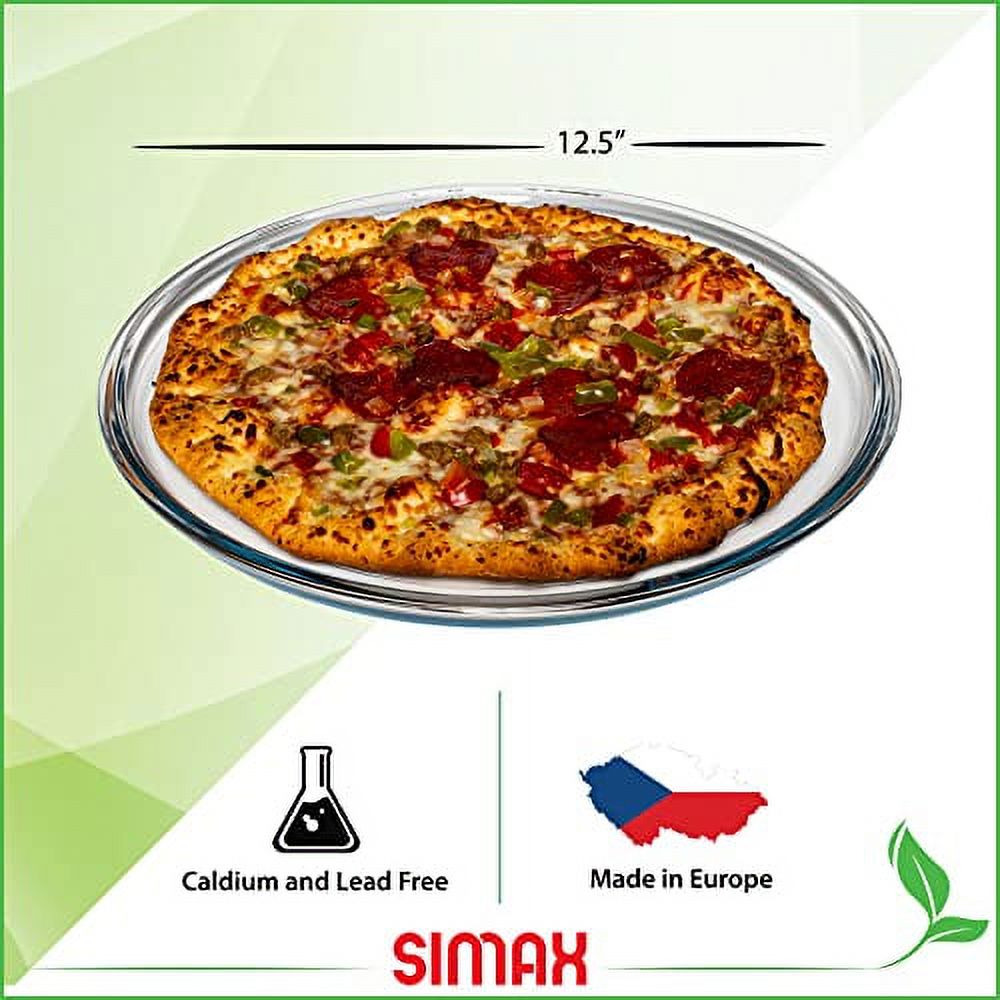 SIMAX Glass Pizza Pan for Oven, 12.5 Inch Borosilicate Glass Pizza Tray ...