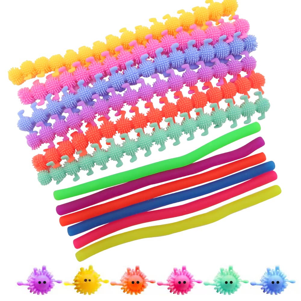 SIMEIQI 12 Pack Caterpillar Stretchy Strings Fidget Toys for Kids ...