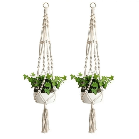 Beloadence 3-Pack Macrame Plant Hanger, Handmade Cotton Rope Plant ...