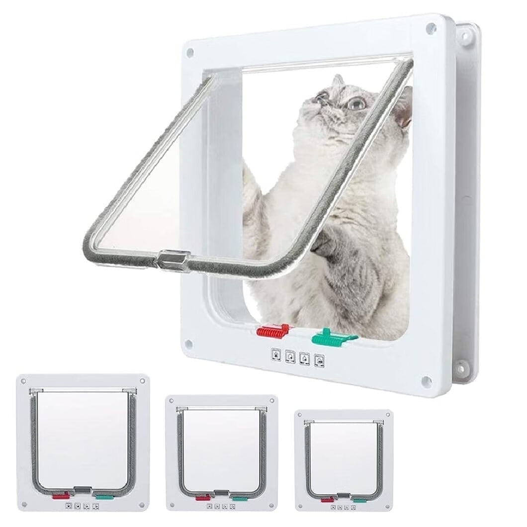 ZOUYUE Cat Door Flap Extra Large (11"x9.8"),4 Way Locking Cat Door For ...