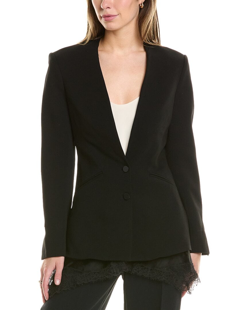 SIMKHAI womens Allie Crepe Combo Basque Jacket, 2, Black - Walmart.com