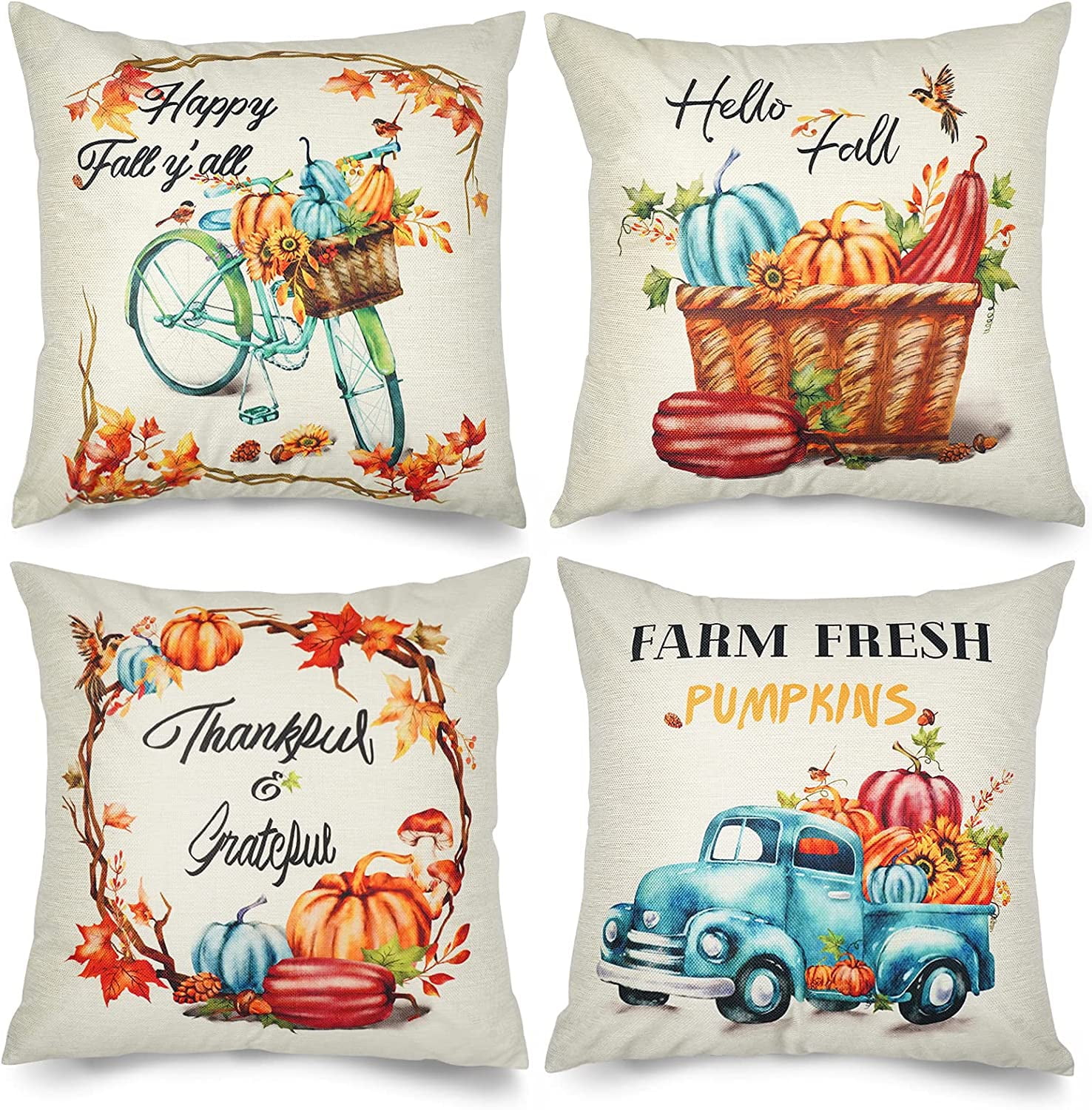 SIMOCKED Fall Throw Pillow Covers 18x18 Set of 4 for Fall Decor ...
