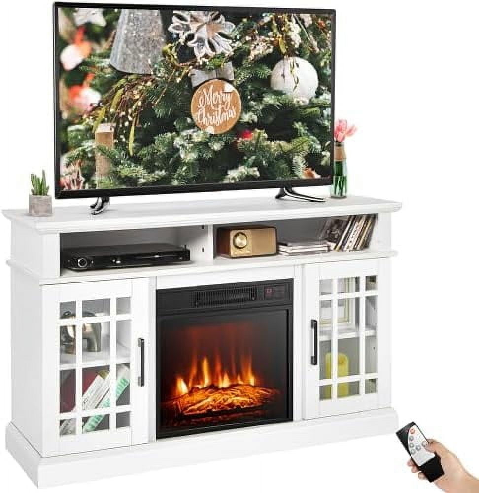 SIMOE Fireplace TV Stand Electric Fireplace 49Inch Console up to 55'' TV with 2 Shelves and 2 ...