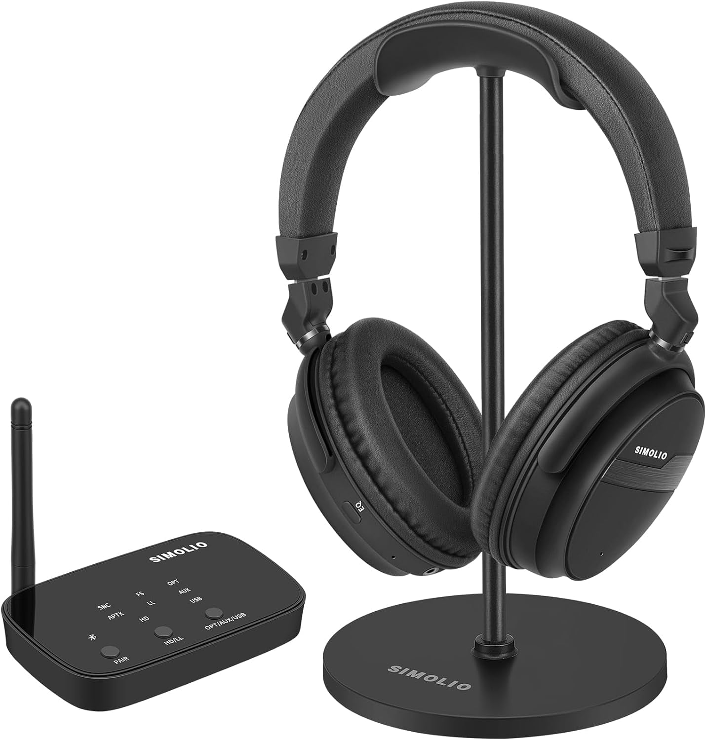 SIMOLIO Wireless TV Headphones, aptX Bluetooth, Optical/AUX/RCA, Volume ...