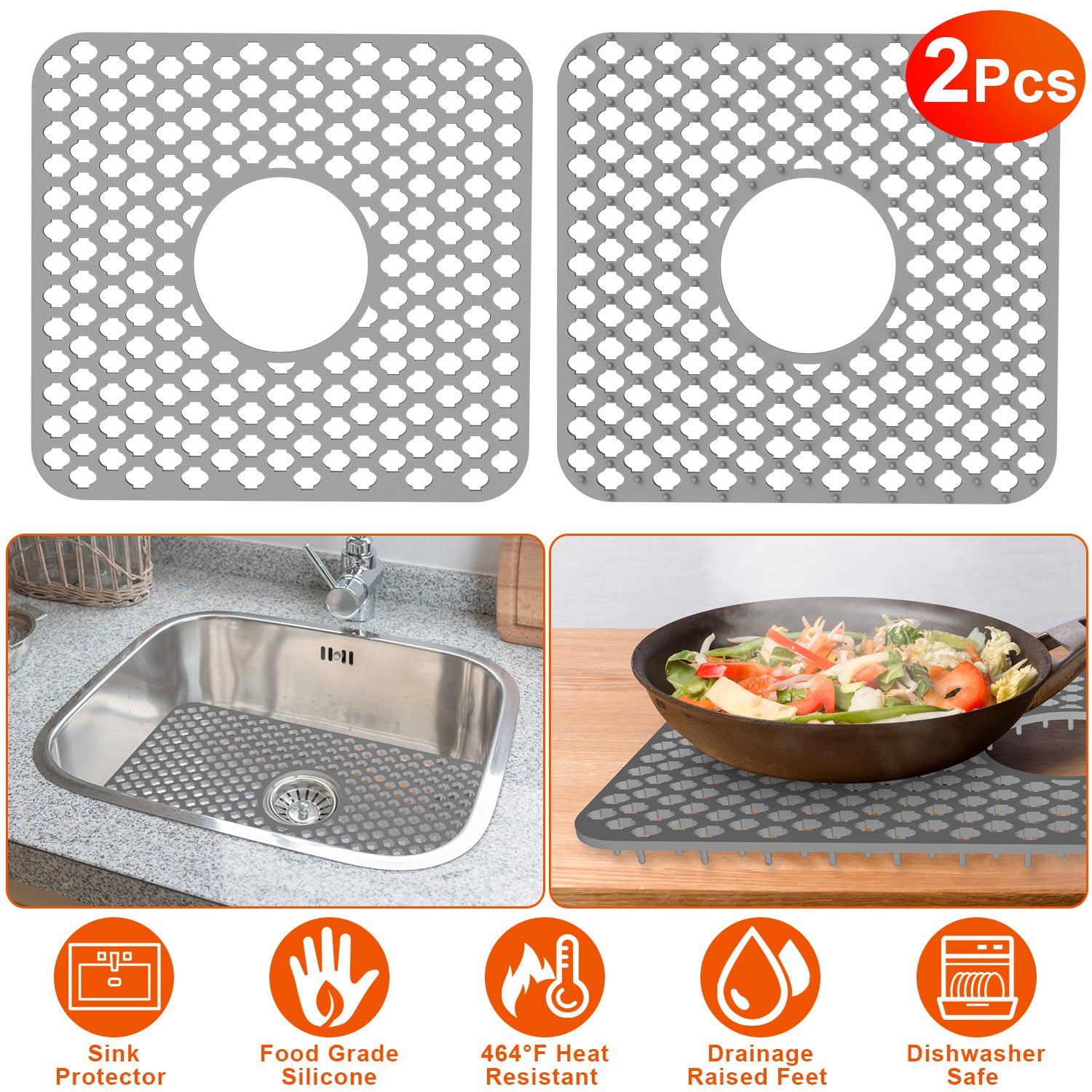 SIMPERF 2 PACK Silicone Sink Protector for Kitchen, Kitchen Sink Mats ...