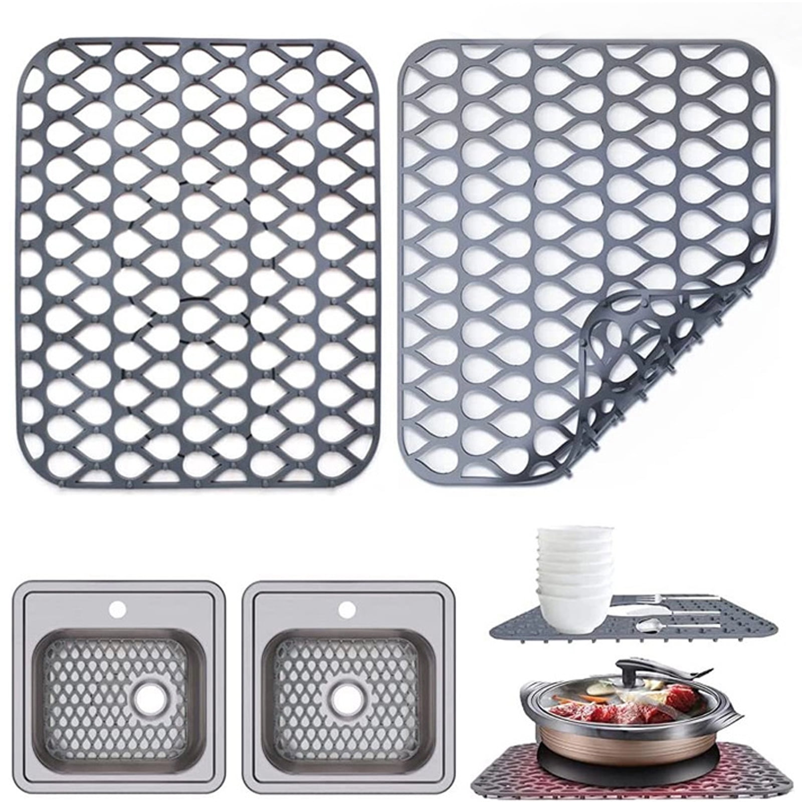 SIMPERF 2 Pack Silicone Sink Protector for Kitchen, Kitchen Sink Mats ...