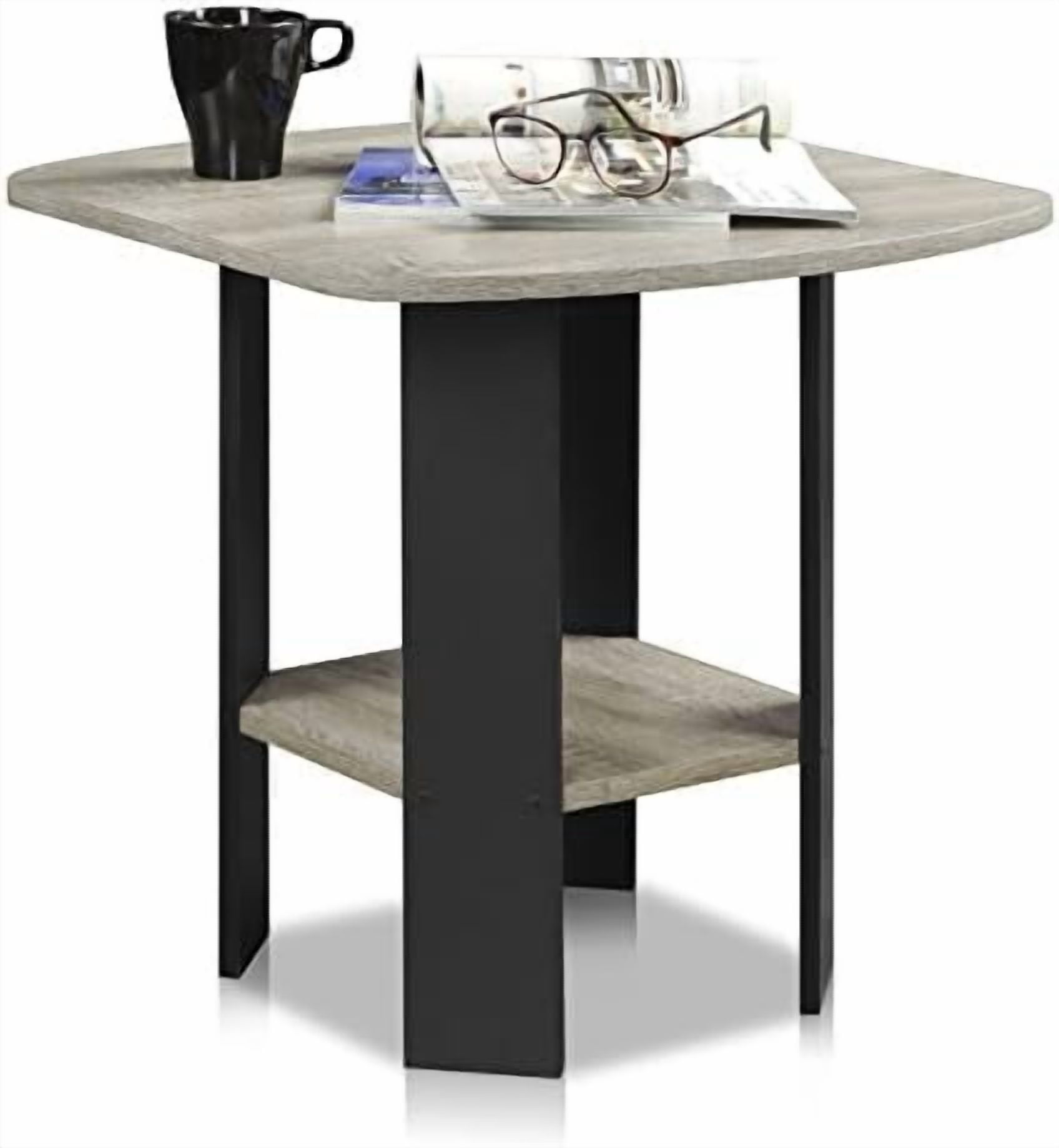 SIMPLE DESIGN Side Table, 2-Tier Modern End Table with Soft Edges, Open ...