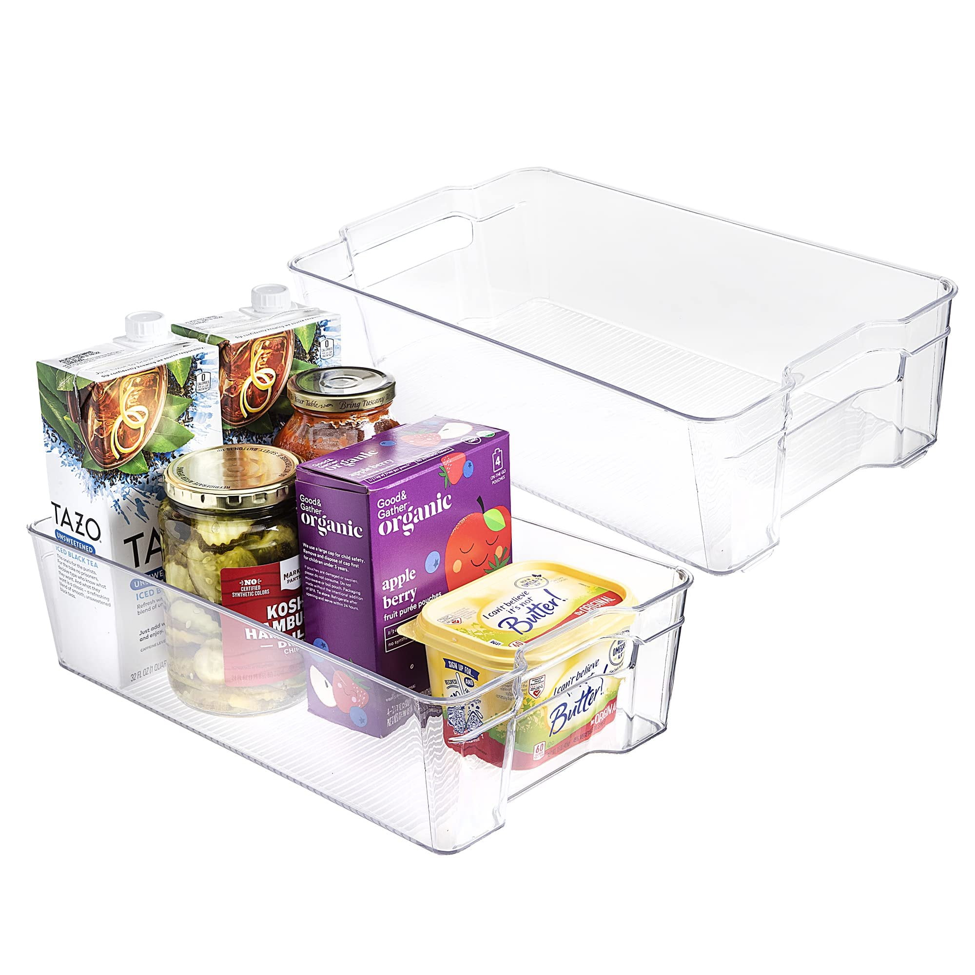 SIMPLEMADE Clear Refrigerator Organizer Bins - Set of 2 XL Sized 8.5" x ...