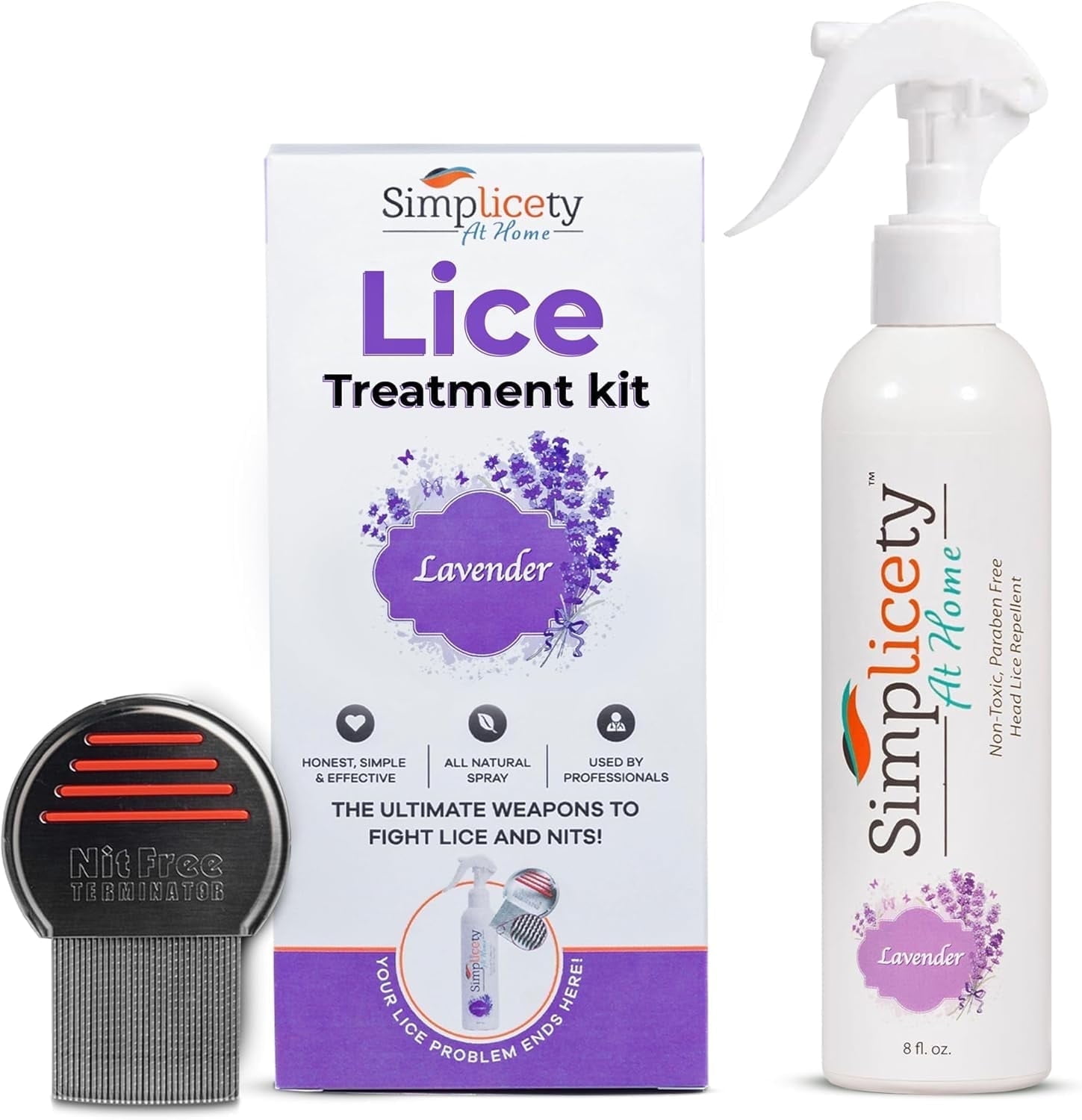 Simplicety Protective Lice Treatment Kit with 1 Piece Lice 8oz Spray ...