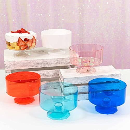 SIMPLY ELEGANT Plastic Trifle Pedestal Container 4½" (White) - Walmart.com