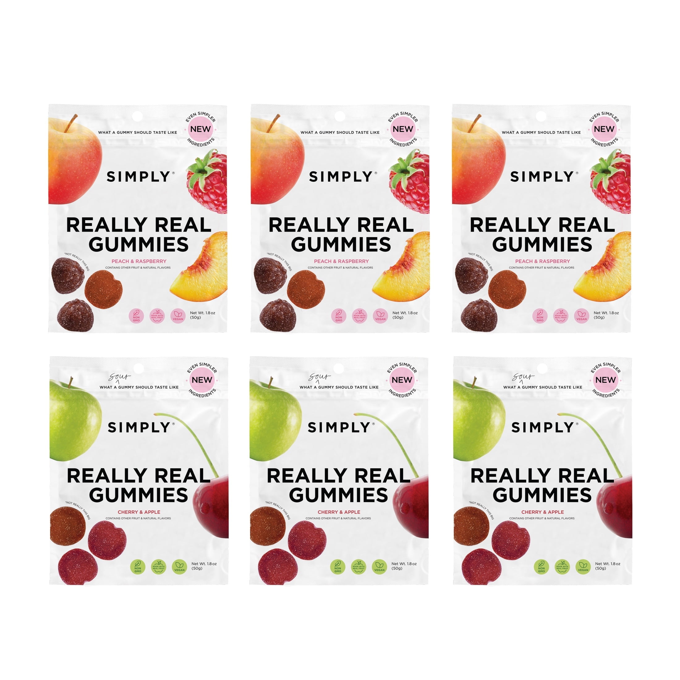 SIMPLY Really Real Gummies, Fruit Snack Bundle, Peach Raspberry ...