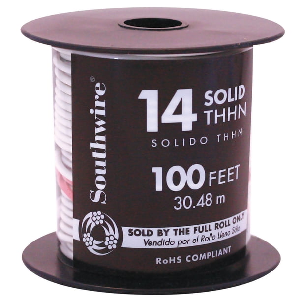 SIMPULL THHN®, 14 GAUGE THHN SOLID WIRE, WHITE, 100 FT. PER ROLL per 2 ...