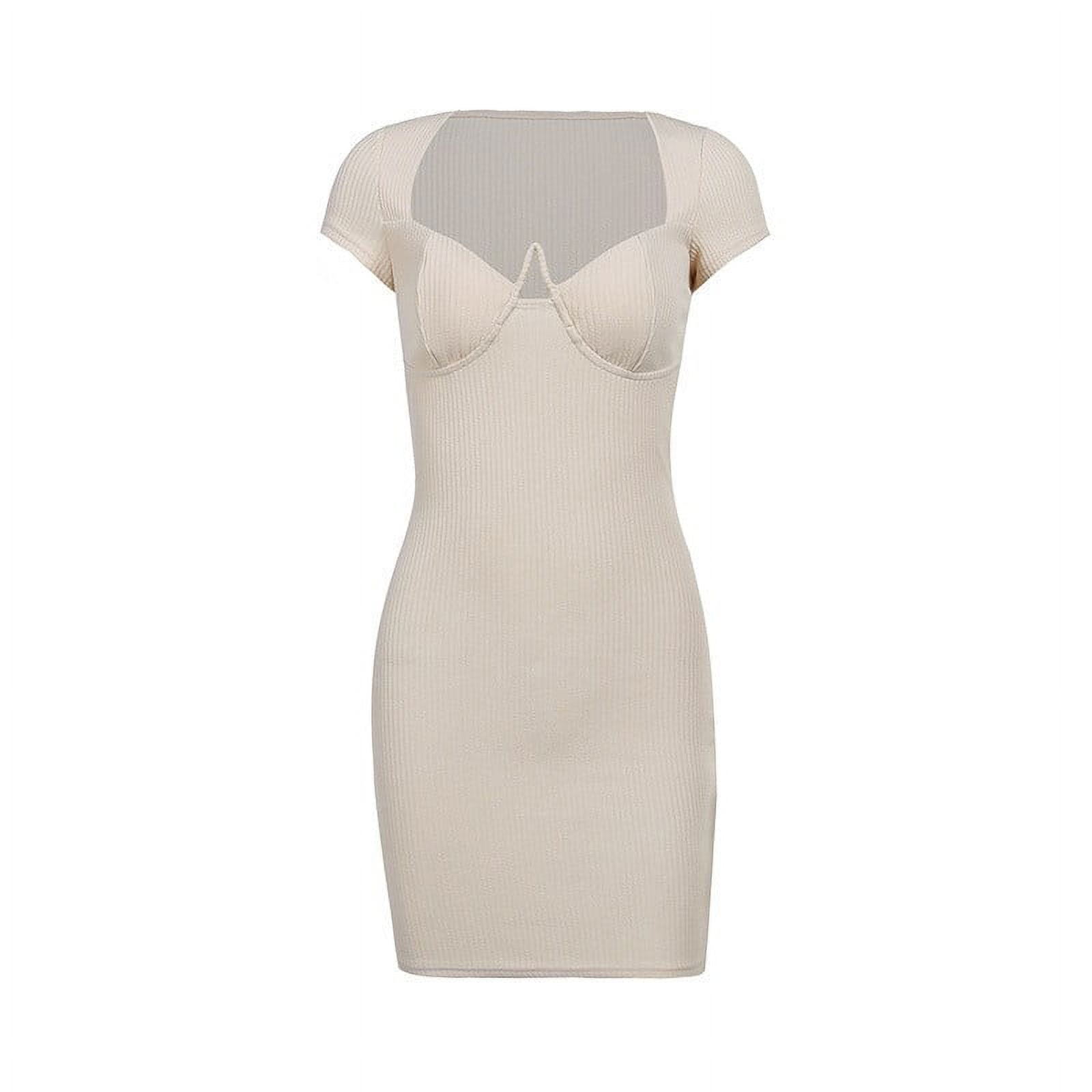 Simu Dresses For Women 2024 Casual V Neck Sexy Chest Show Slim Fit