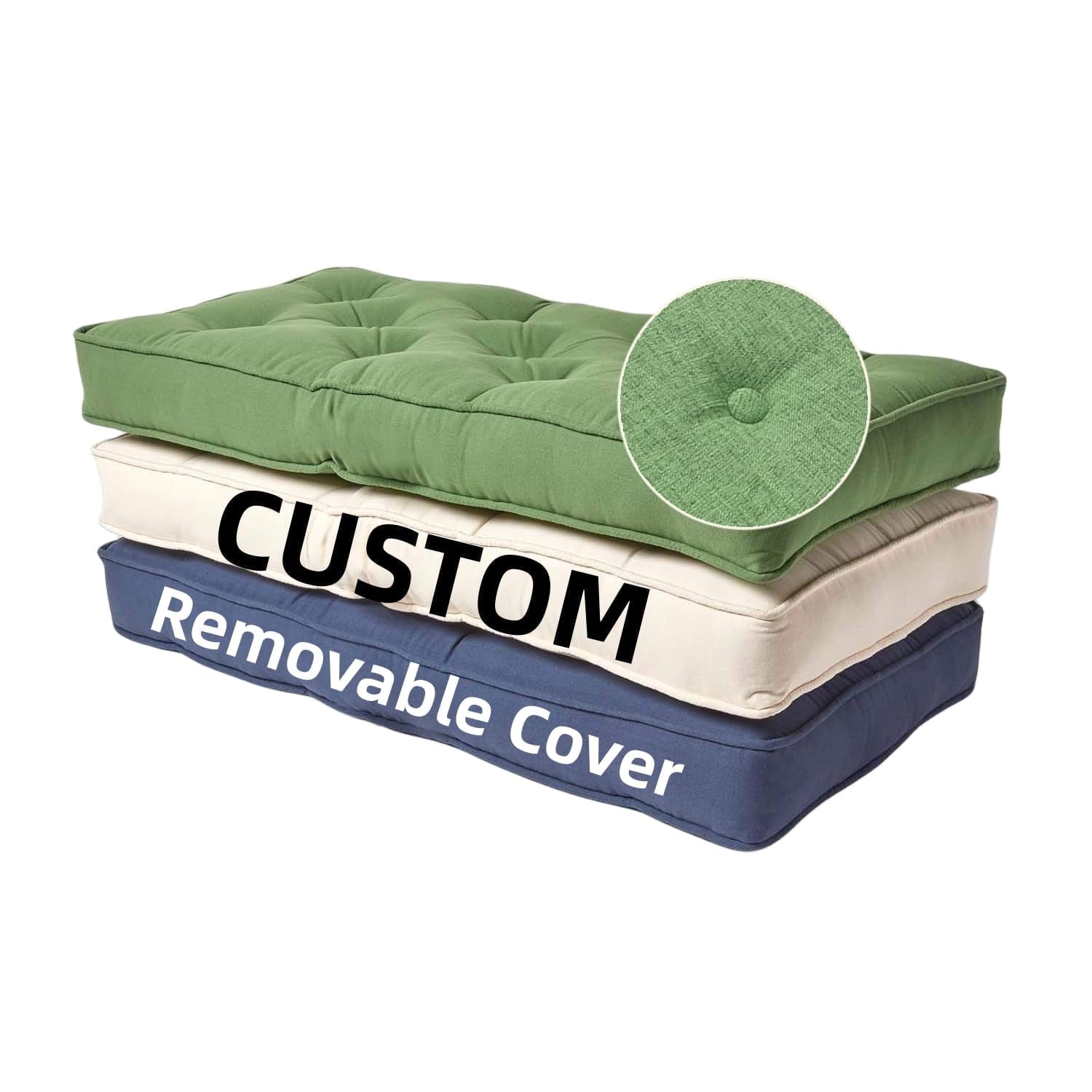 SINCERE Custom 2/3/4/ Seater Tufted Cushion Large Seat Pad for Indoor ...