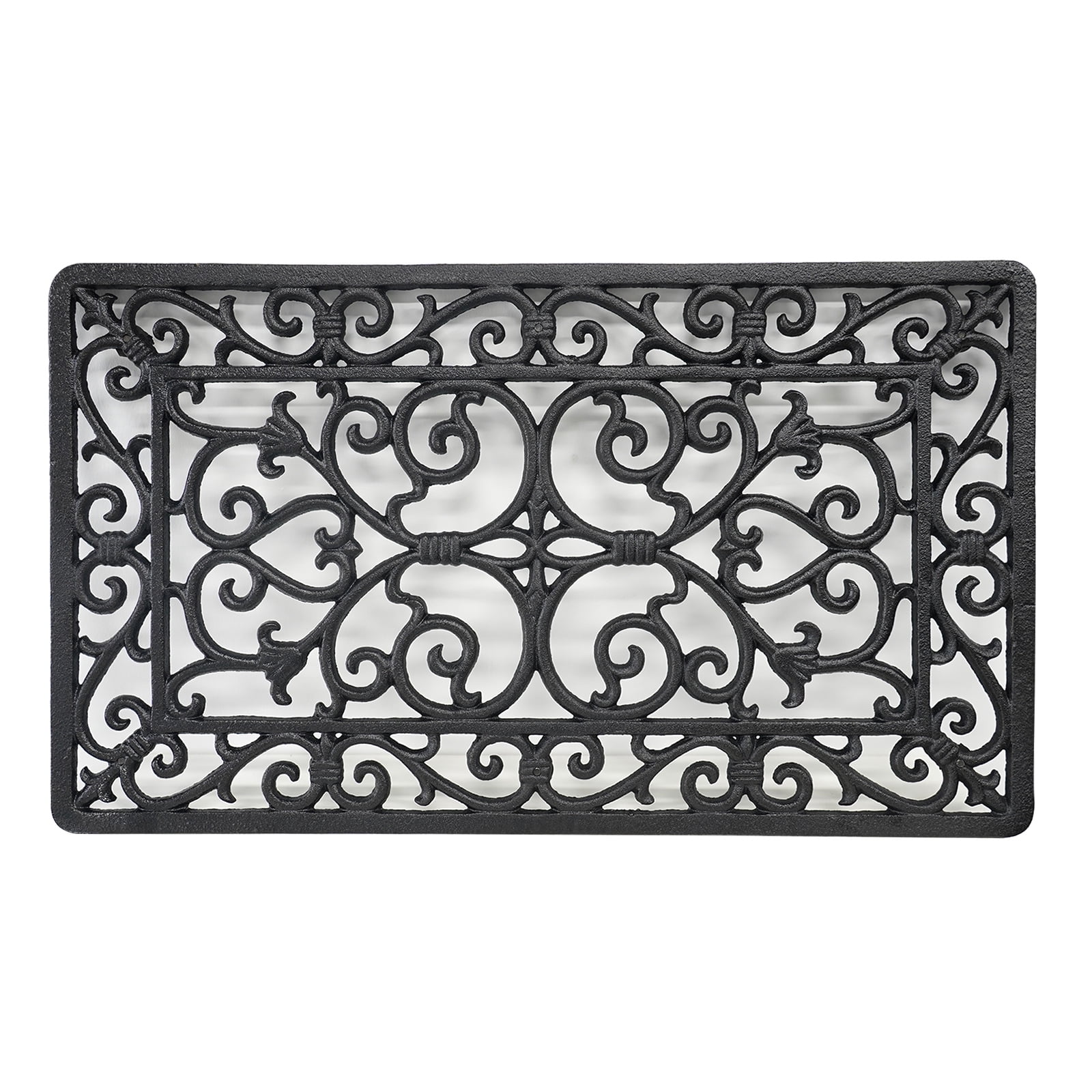 SINDA Cast Iron Doormat,Rustic Scroll Works Pattern Design,Black ...