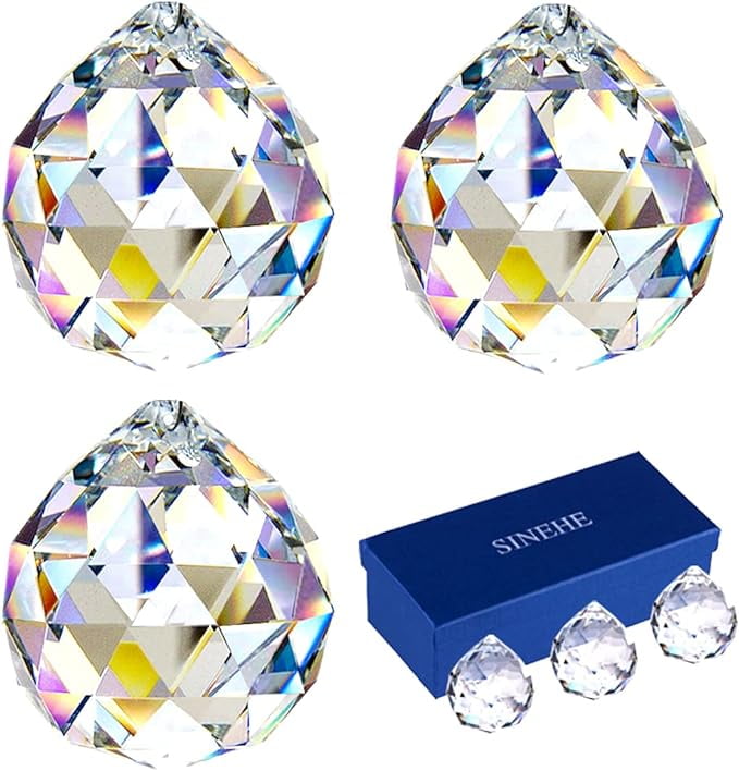 SINEHE Clear Crystal Prism Ball Suncatchers Window Prisms Suncatcher ...