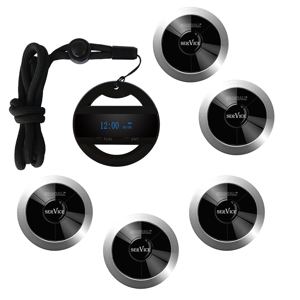 SINGCALL Restaurant Calling System,Waterproof Button, Pack of 5 Pagers ...
