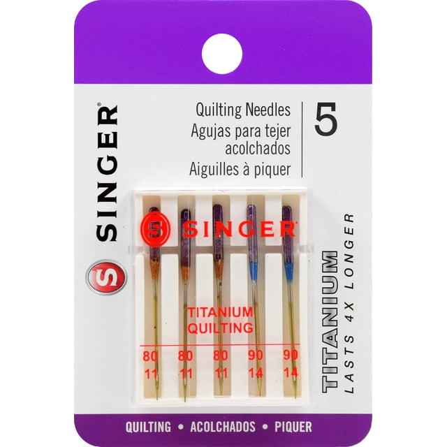 SINGER 5-Count Quilting Titanium Sewing Machine Needles, Mixed Sizes ...