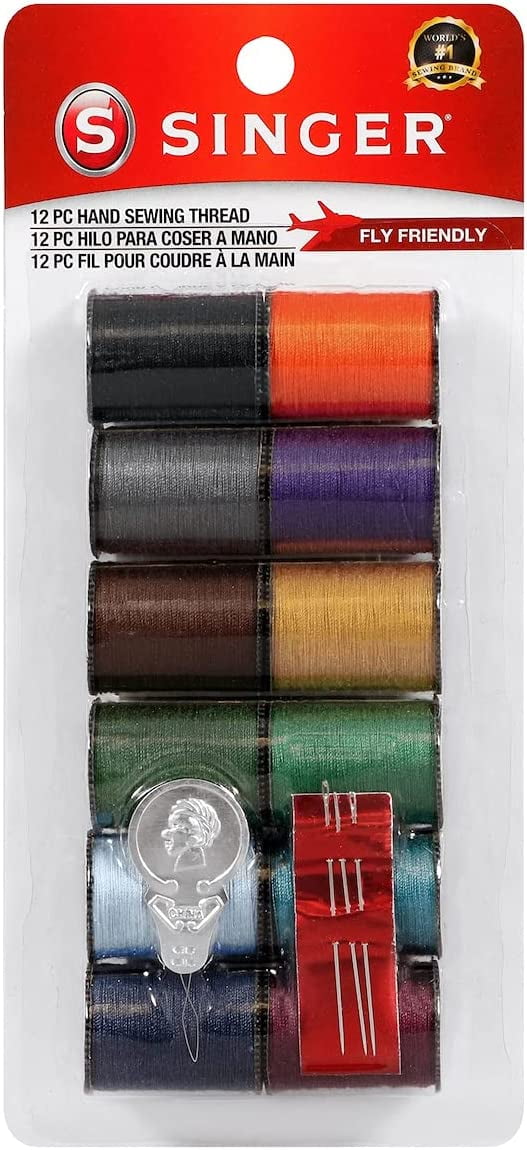 SINGER 60641 Polyester Hand Sewing Thread, Assorted Colors, 12 Small ...