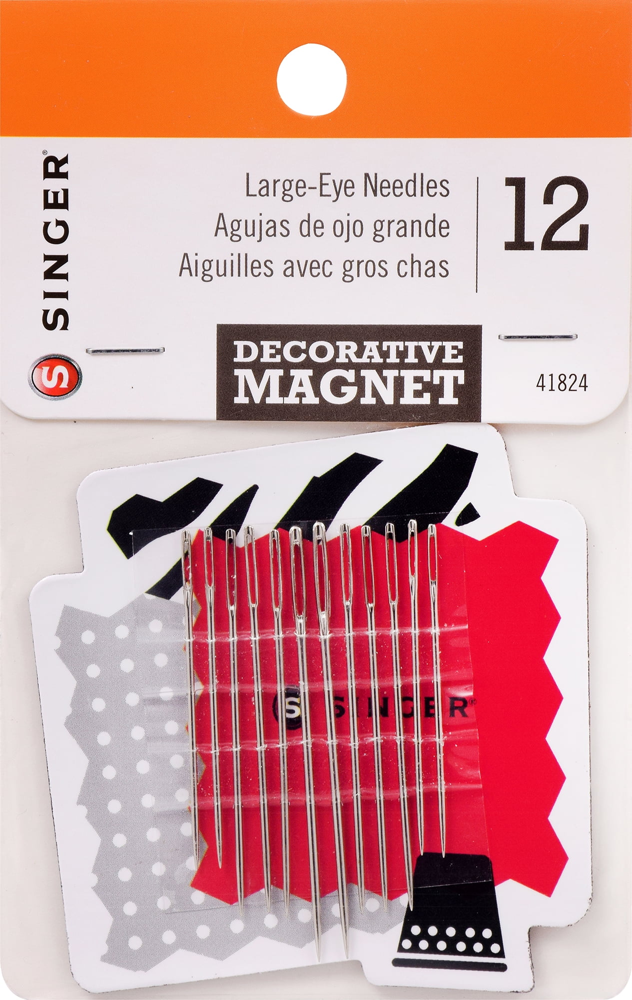 SINGER Large Eye Needles Set 16-22 with Decorative Magnet for Heavy ...