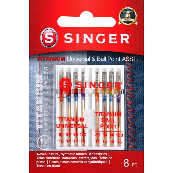 SINGER Assorted Size Titanium Universal Regular & Ball Point Machine ...