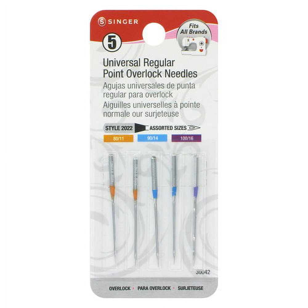 SINGER Assorted Size Universal Regular-Point Overlock Machine Needles ...