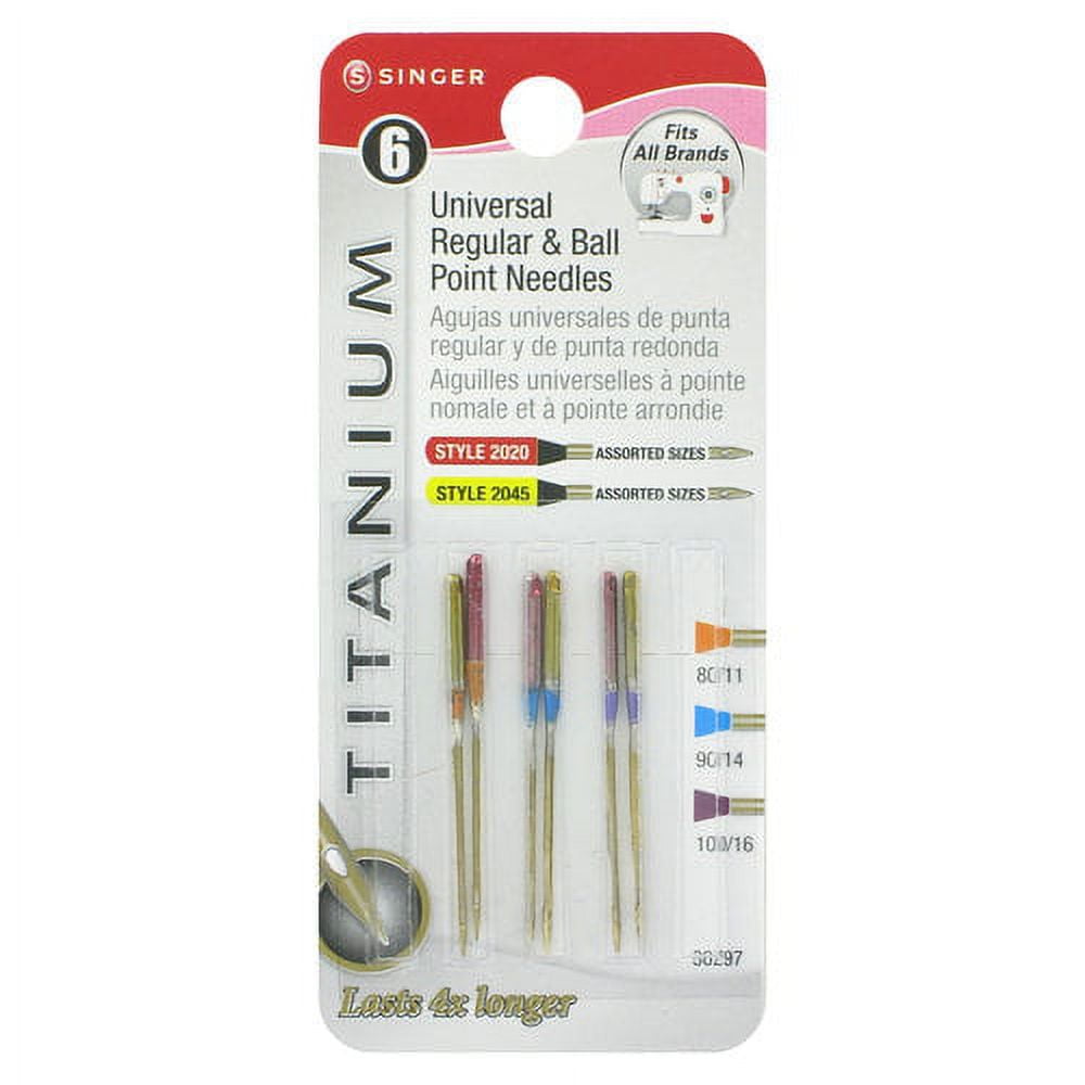 SINGER Assorted Size Universal Titanium Machine Needles (6 Pack ...