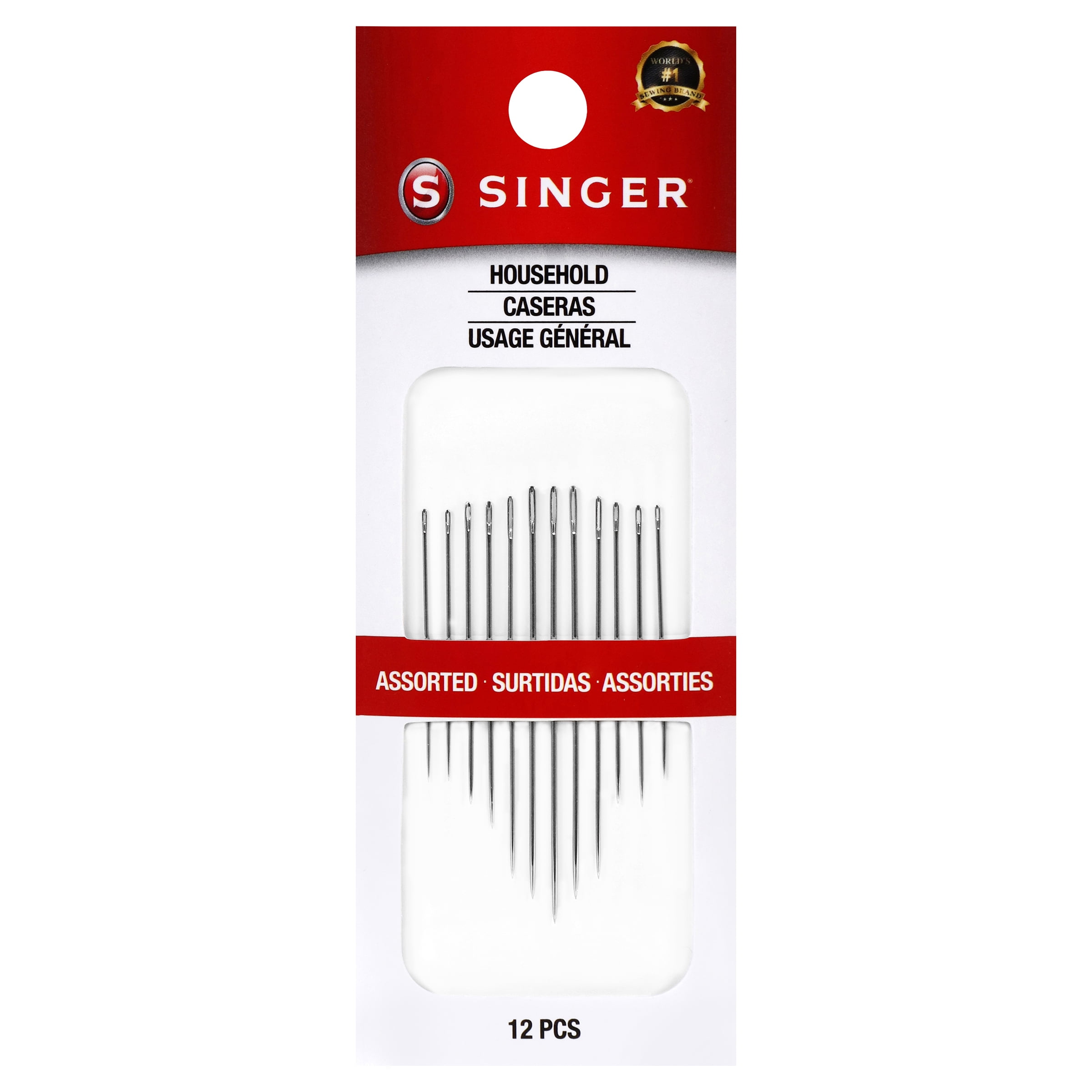 SINGER Assorted Steel Household Hand-Sewing Needles, Assorted Sizes, 12 ...